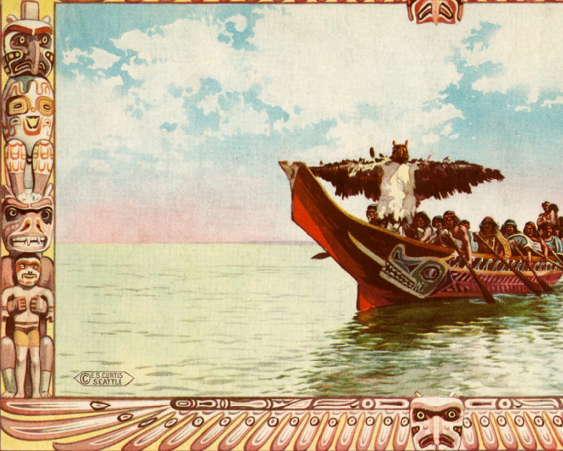 Pacific Northwest Native American Canoe Art Print Edward S - Etsy