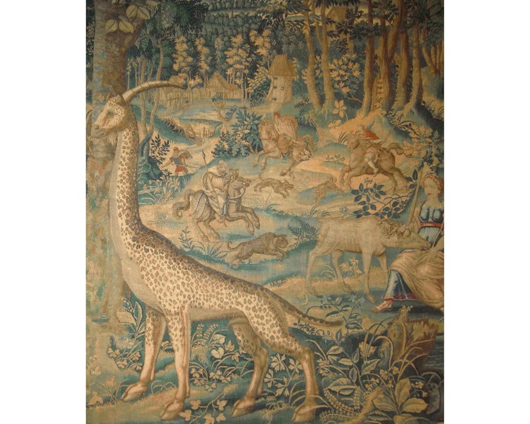 Medieval Tapestry Art Print, Antique Unicorn Wall Art, Mythical ...