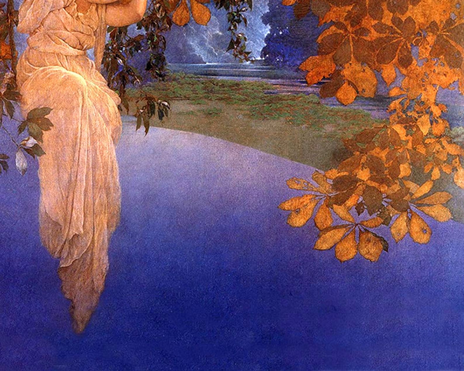 Maxfield Parrish Painting Girl on a Swing Reveries Antique - Etsy India