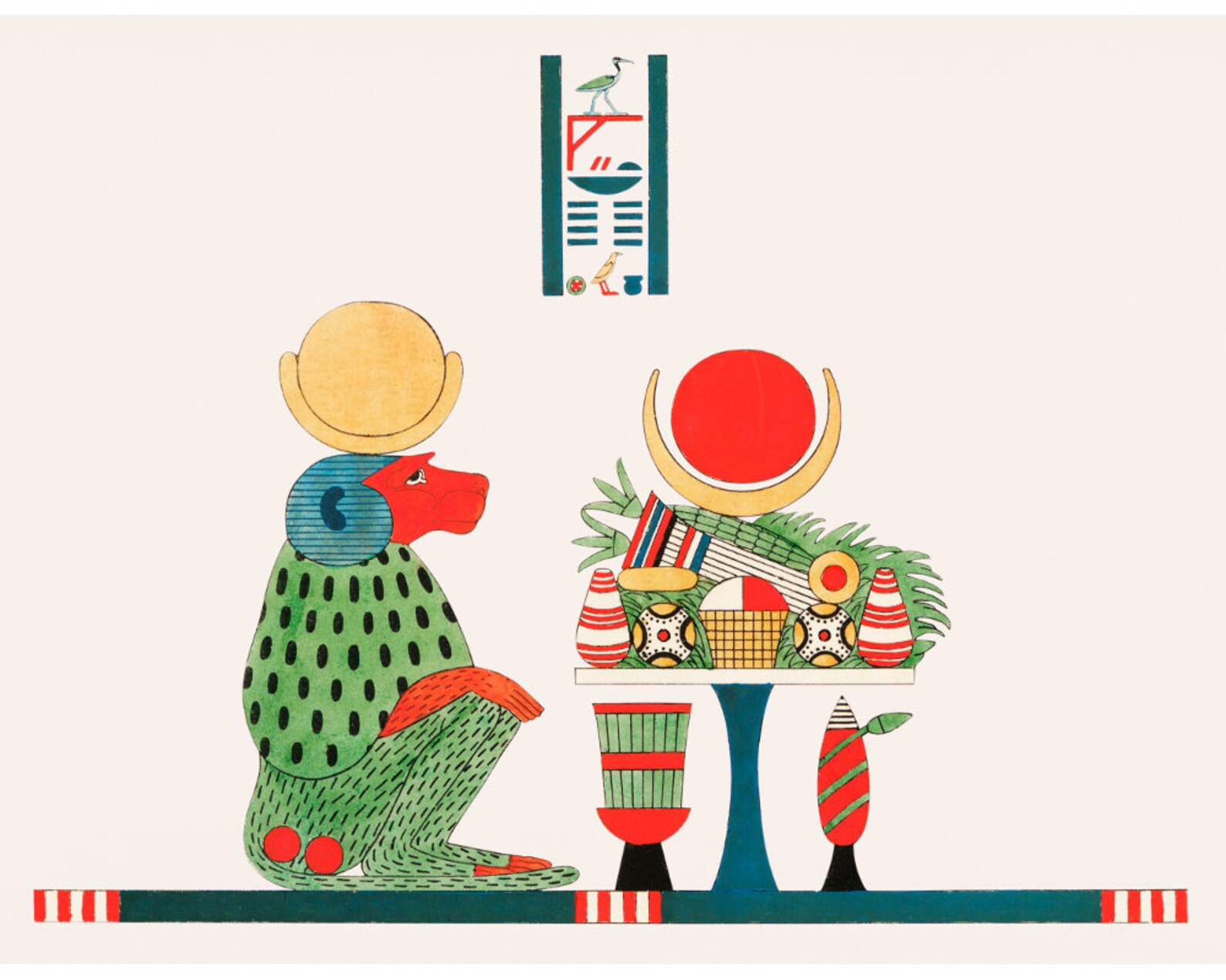 Egyptian God Thoth Art Print, Ancient Egypt Art, Baboon Art, Monkey ...