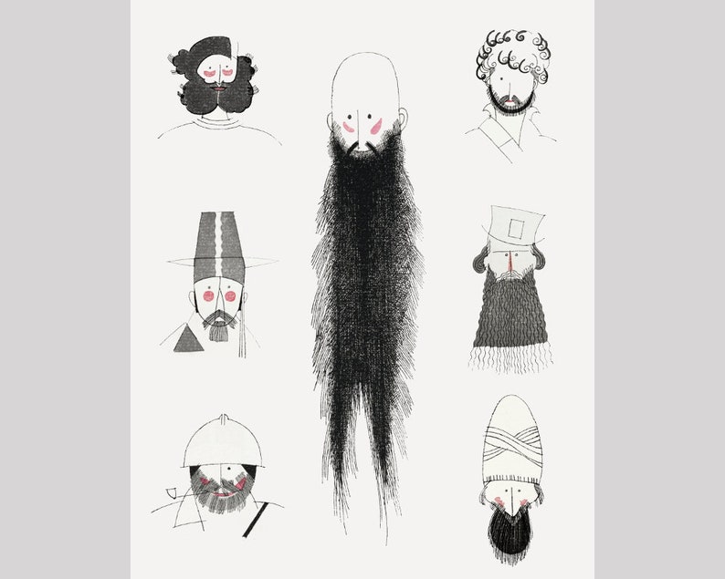 Bearded Men Art Print, Collection of Men With Beards, Vintage French ...