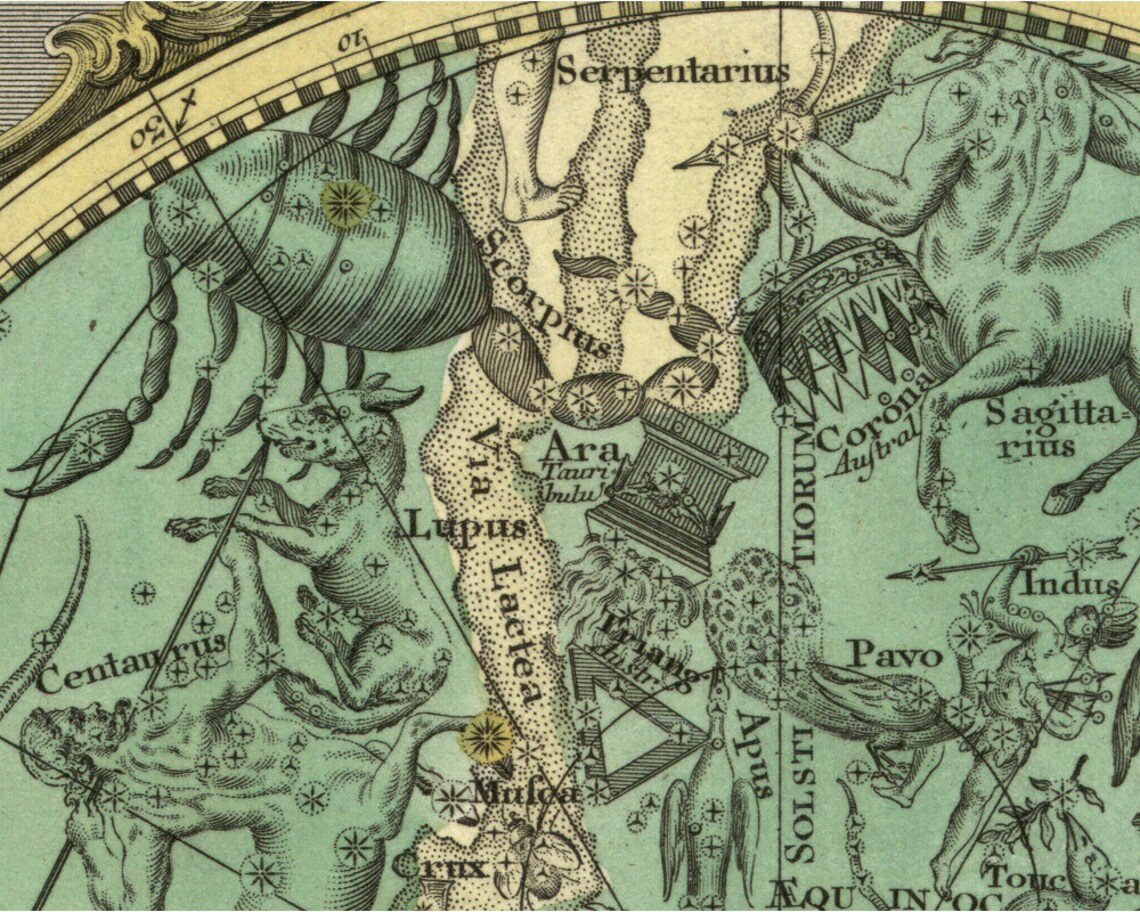 Antique Celestial Map print Constellations wall art Old map | Etsy