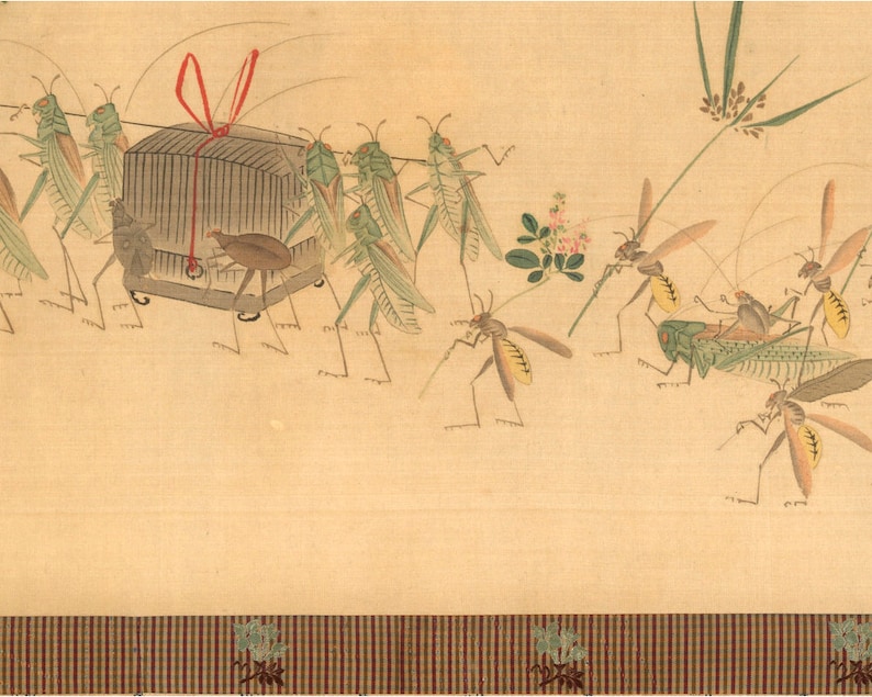 Procession of Insects Art Print Antique Japanese Silk Scroll - Etsy