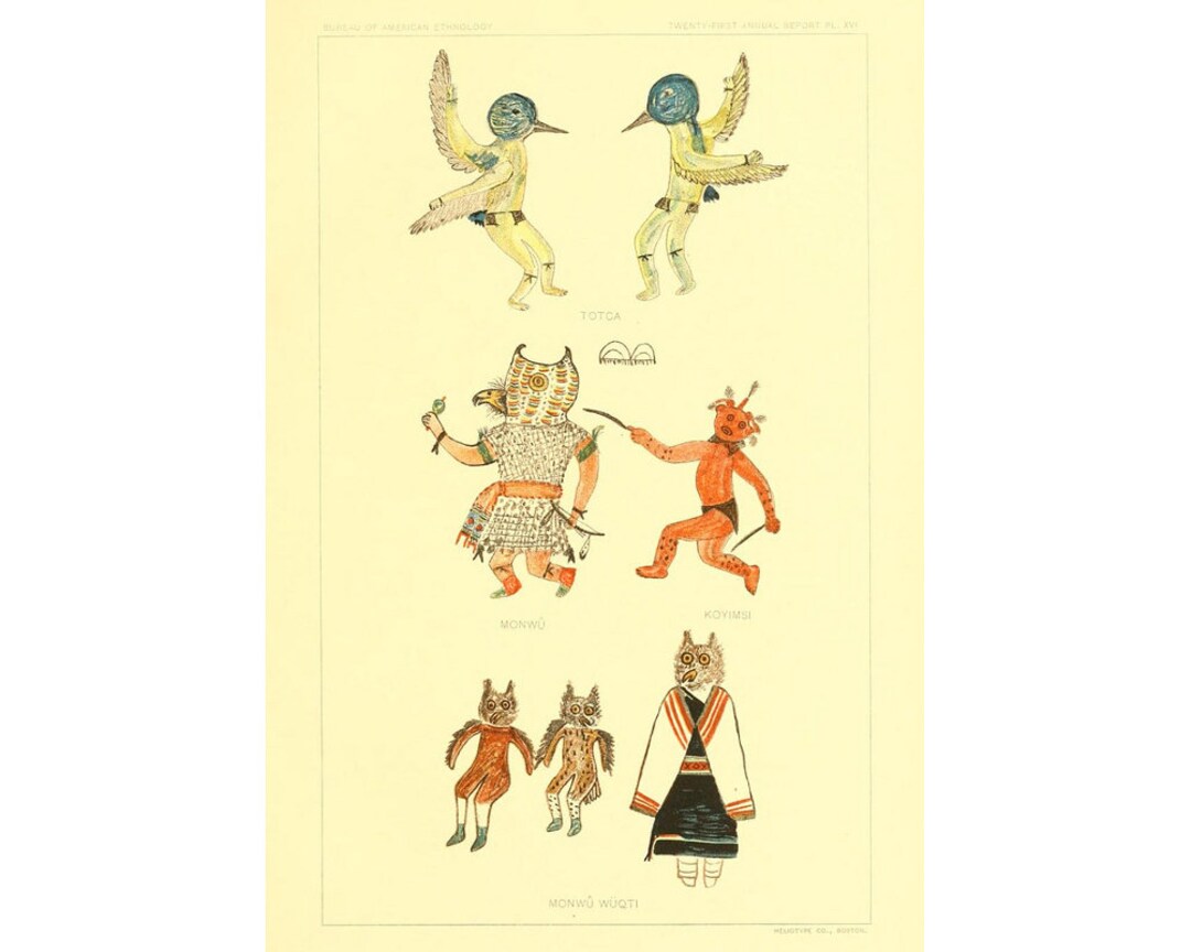 Kachina Drawing Art Print, Hopi Wall Art, Pueblo Indian, Native ...