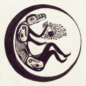 Native American Moon Design, Crescent Moon Art Print, the Man in the ...