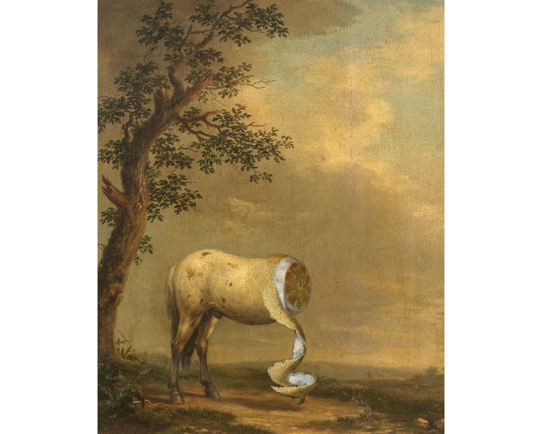 Life Giveth, Surreal Collage Art Print, Antique Horse Oil Painting ...