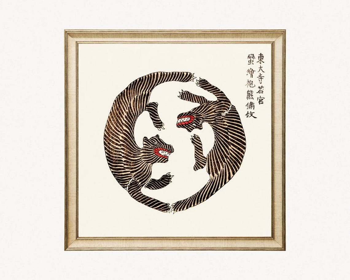 Tigers Art Print, Japanese Tiger Woodblock Print, Antique Asian Tiger ...