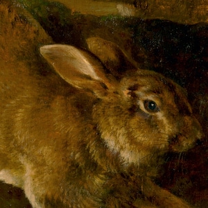 Antique Rabbit Painting Fine Art Print, Hare Oil Painting, Vintage ...