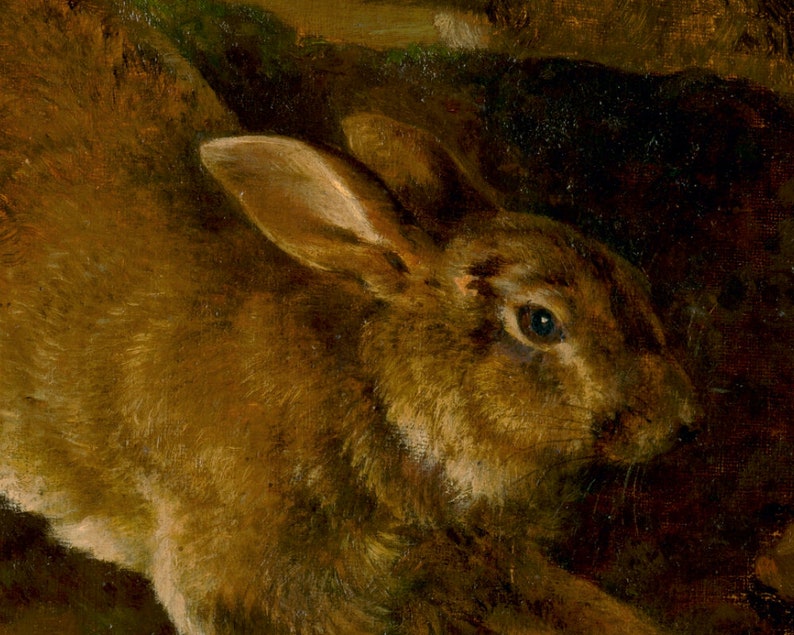 Antique Rabbit Painting Fine Art Print, Hare Oil Painting, Vintage ...