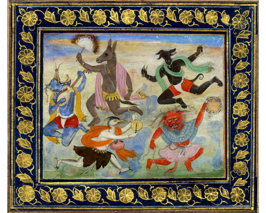 Medieval Demons Painting, Evil Spirits Art Print, Indian Mughal Empire ...