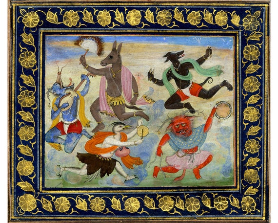 Medieval Demons Painting Evil Spirits Art Print Indian - Etsy
