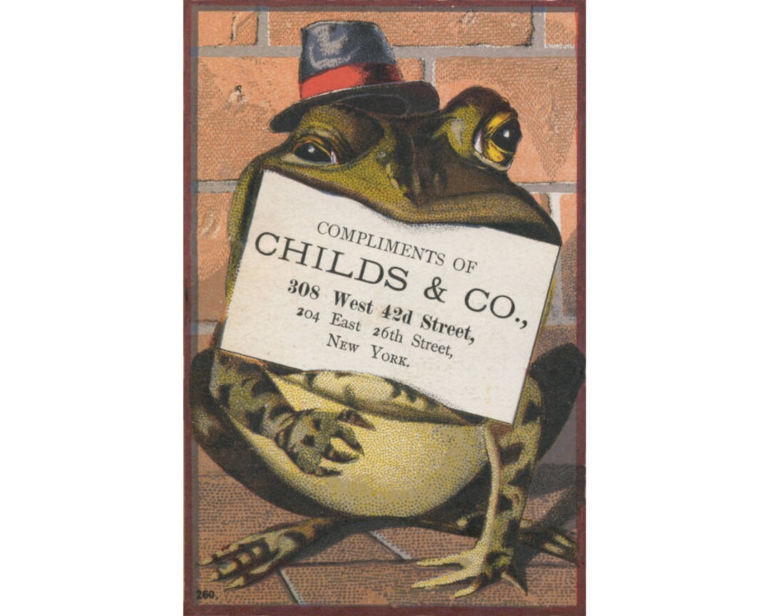 Frog Art Print, Vintage Frog Painting, Vintage Advertising Art, Antique ...