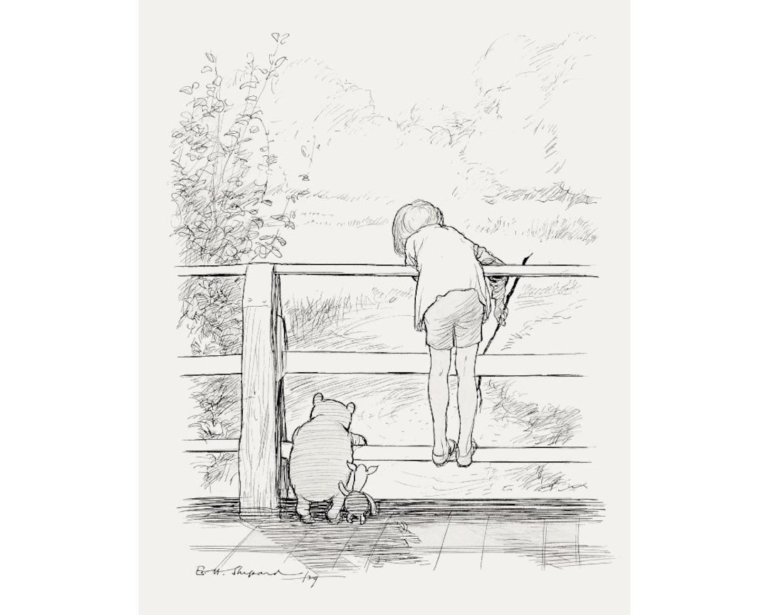 Vintage Winnie the Pooh Art Print, E.H. Shepard Drawing 1929, Piglet ...