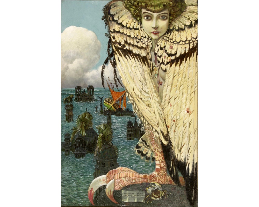 Satiated Siren by Gustav Adolf Mossa Art Print, Vintage Fantasy Wall ...