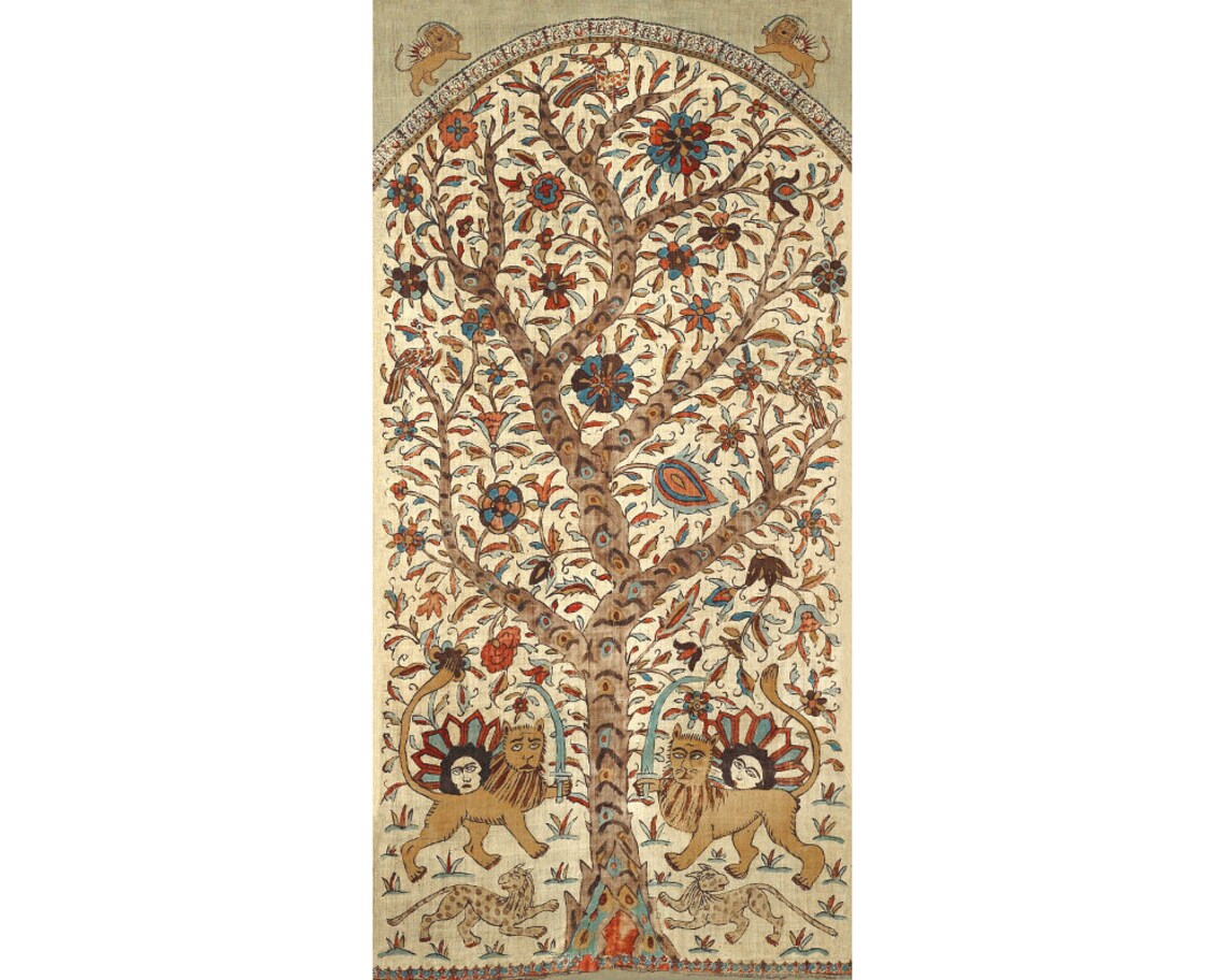 Persian Tree of Life Art Print Antique Ketubah Iranian Lions | Etsy