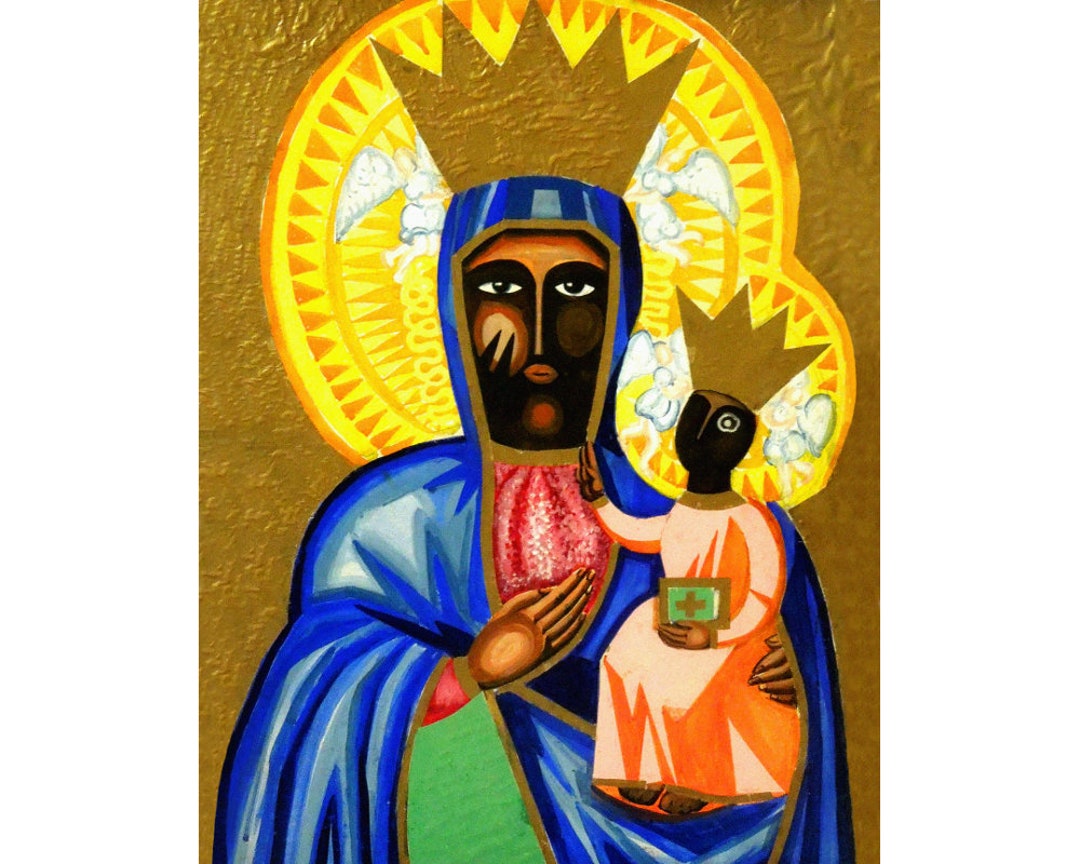 Black Virgin Mary Art Print, Our Lady of Czestochowa, Black Madonna ...