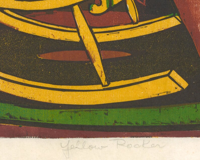 Portrait of a Black Woman Knitting Yellow Rocker Bernard P. - Etsy