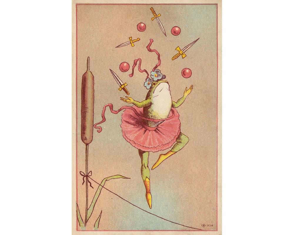 Vintage Frog Art Print, Antique Victorian, Funny Animal Art ...