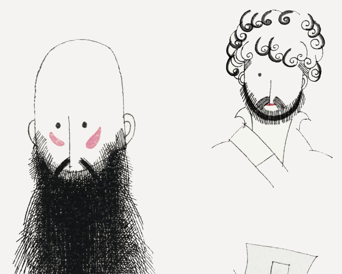 Bearded Men Art Print, Collection of Men With Beards, Vintage French ...