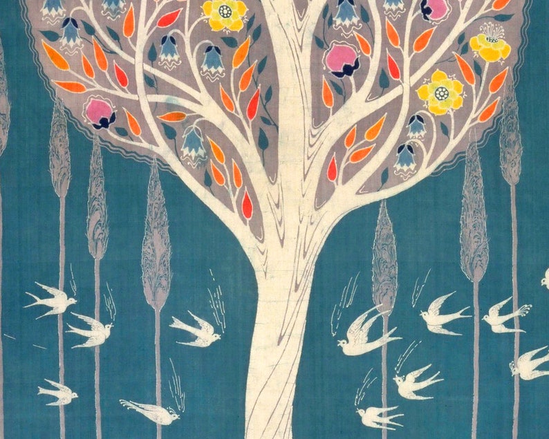Tree of Life Art Print, Nature Wall Art, Batik Fabric Print, Vintage ...
