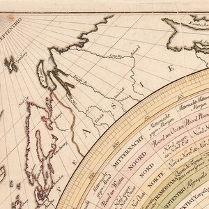 Antique Compass Rose Map Art Print, Vintage Map Wall Art, Maritime ...