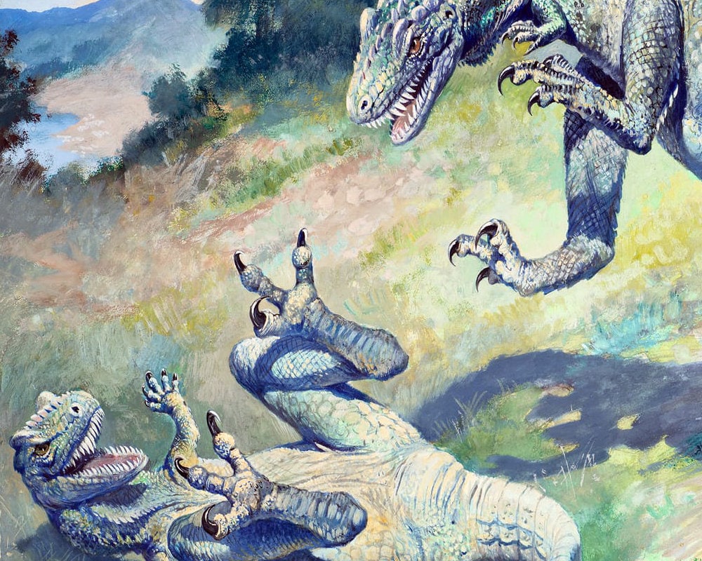 Dinosaurs Art Print, Charles R. Knight Painting, Vintage Dinosaur Art ...