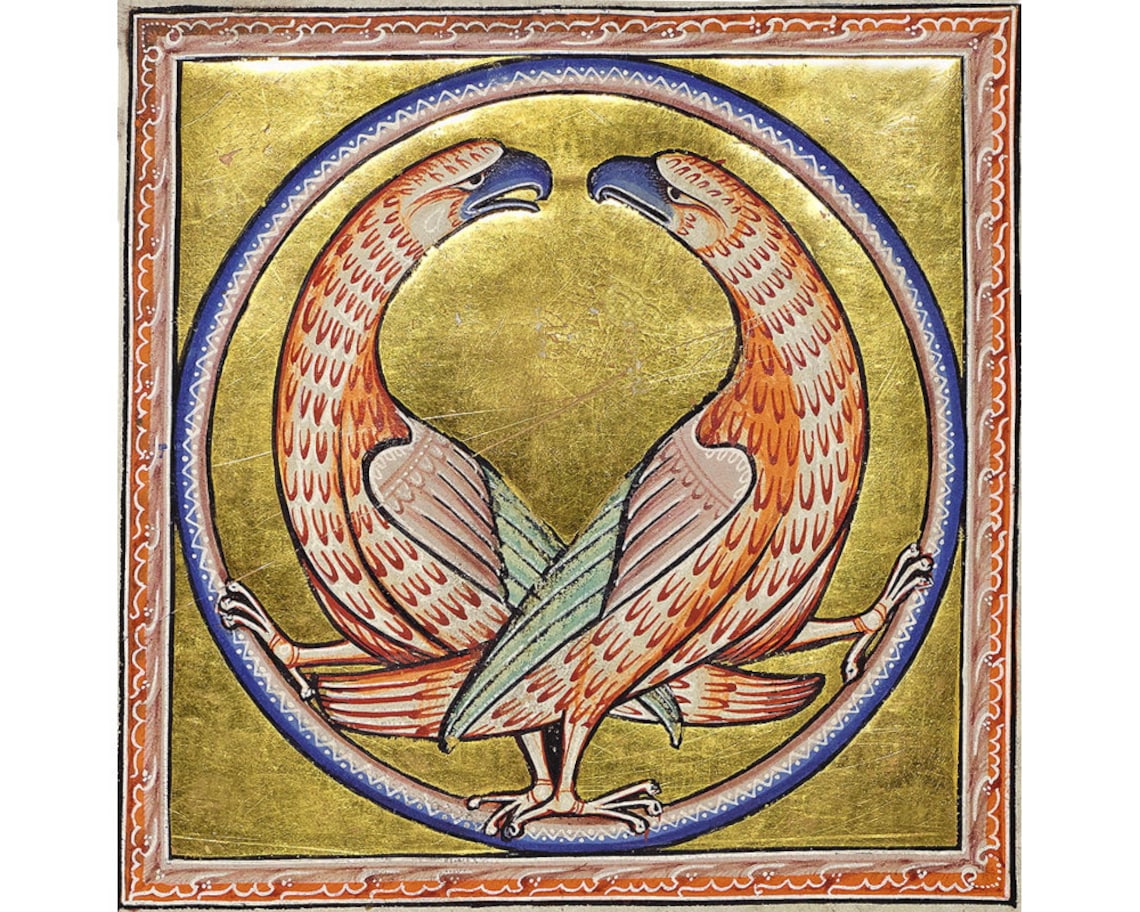 Two Vultures Medieval Bestiary Art Print Aberdeen Bestiary - Etsy