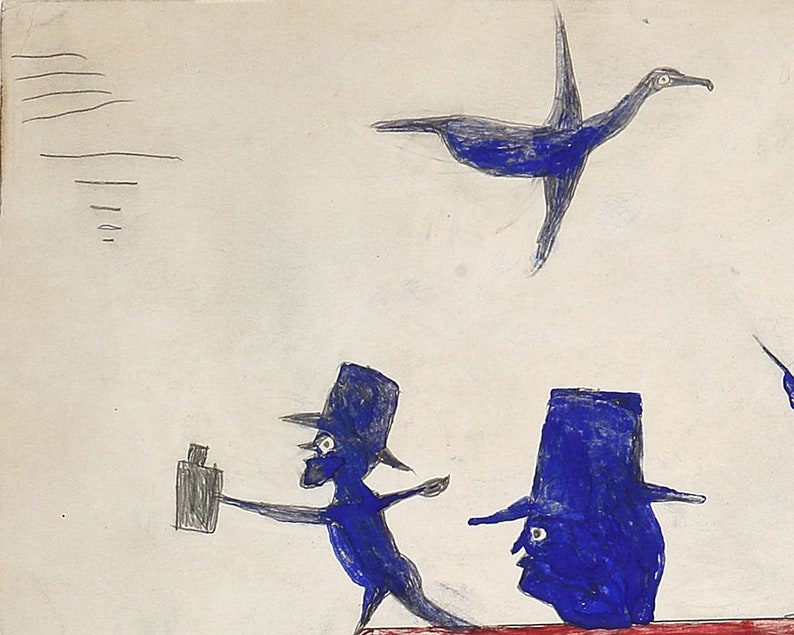 Bill Traylor Print Man With Yoke Modern Art Painting | Etsy