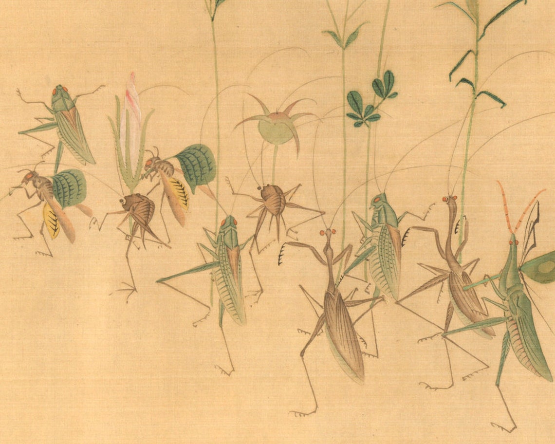 Procession of Insects Art Print Antique Japanese Silk Scroll - Etsy