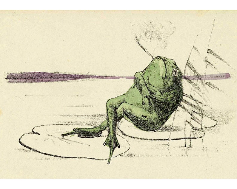 Vintage Smoking Frog Art Print Antique Victorian Theodorus | Etsy