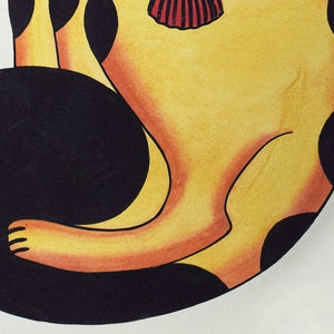 Kalighat Painting, Cat With Fish in Its Mouth, Antique Indian Folk Art ...
