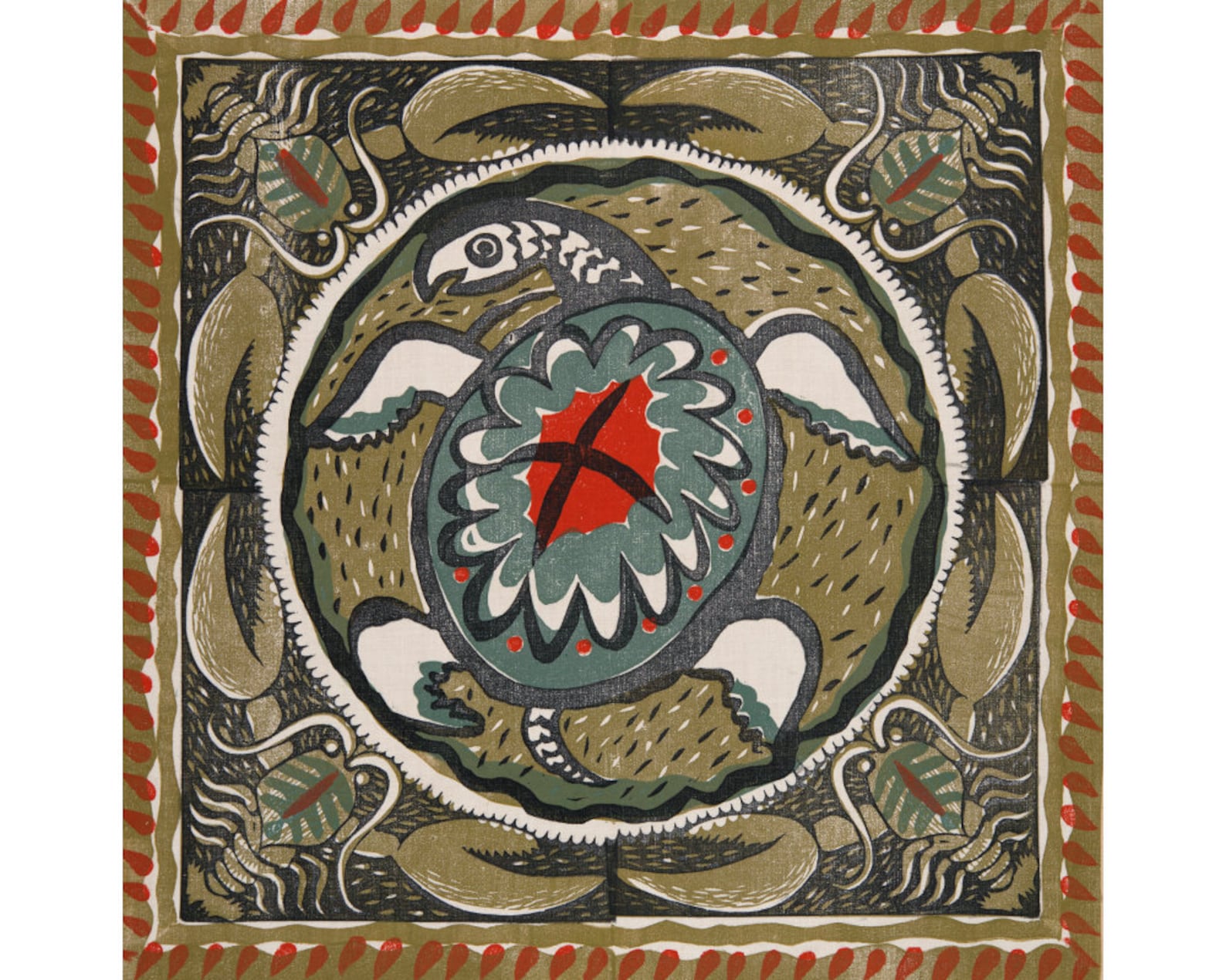 Vintage Turtle Art Print, Color Woodblock, Antique Sea Turtle Painting ...