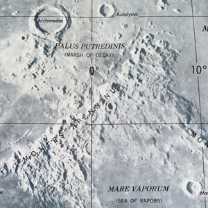 Large Map of the Moon, Vintage Moon Map Print, Celestial Diagram ...