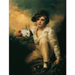 Boy and Rabbit Art Print Henry Raeburn Antique Rabbit Oil - Etsy