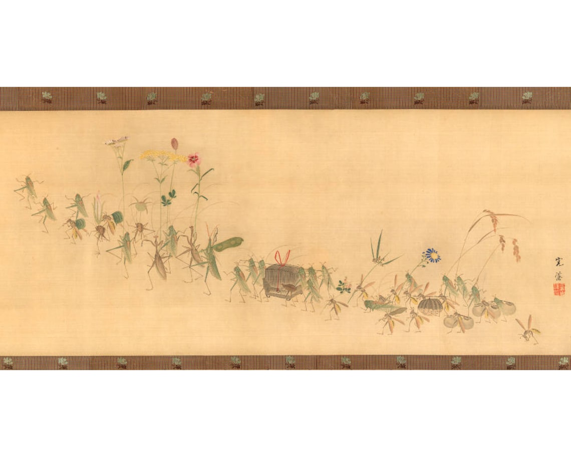 Procession of Insects Art Print Antique Japanese Silk Scroll - Etsy