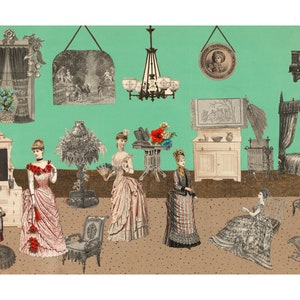 Vintage Victorian Collage Art Print, Antique Bedroom Wall Art, 19th ...