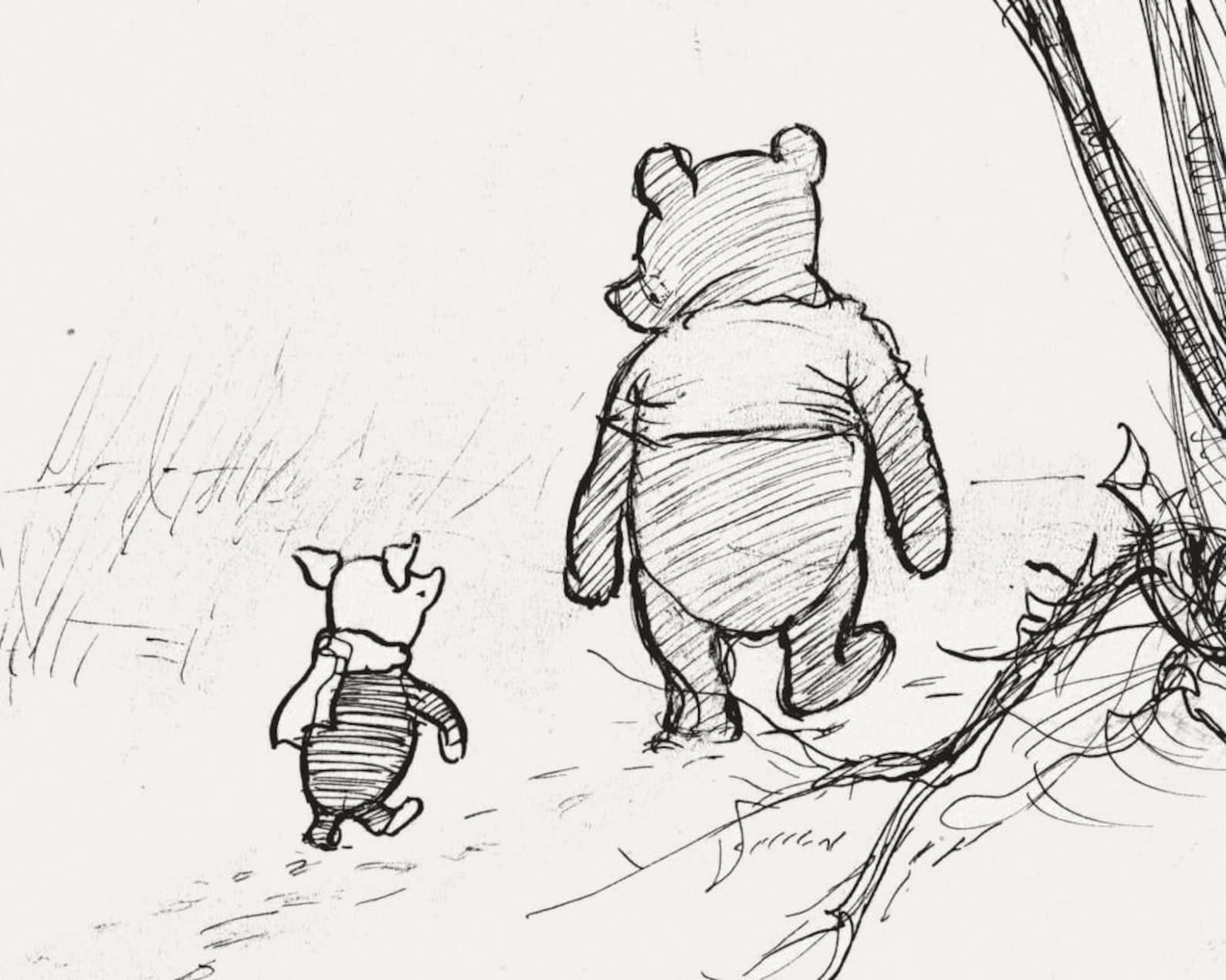 Vintage Winnie the Pooh Illustration Art Print, E.H. Shepard Drawing ...