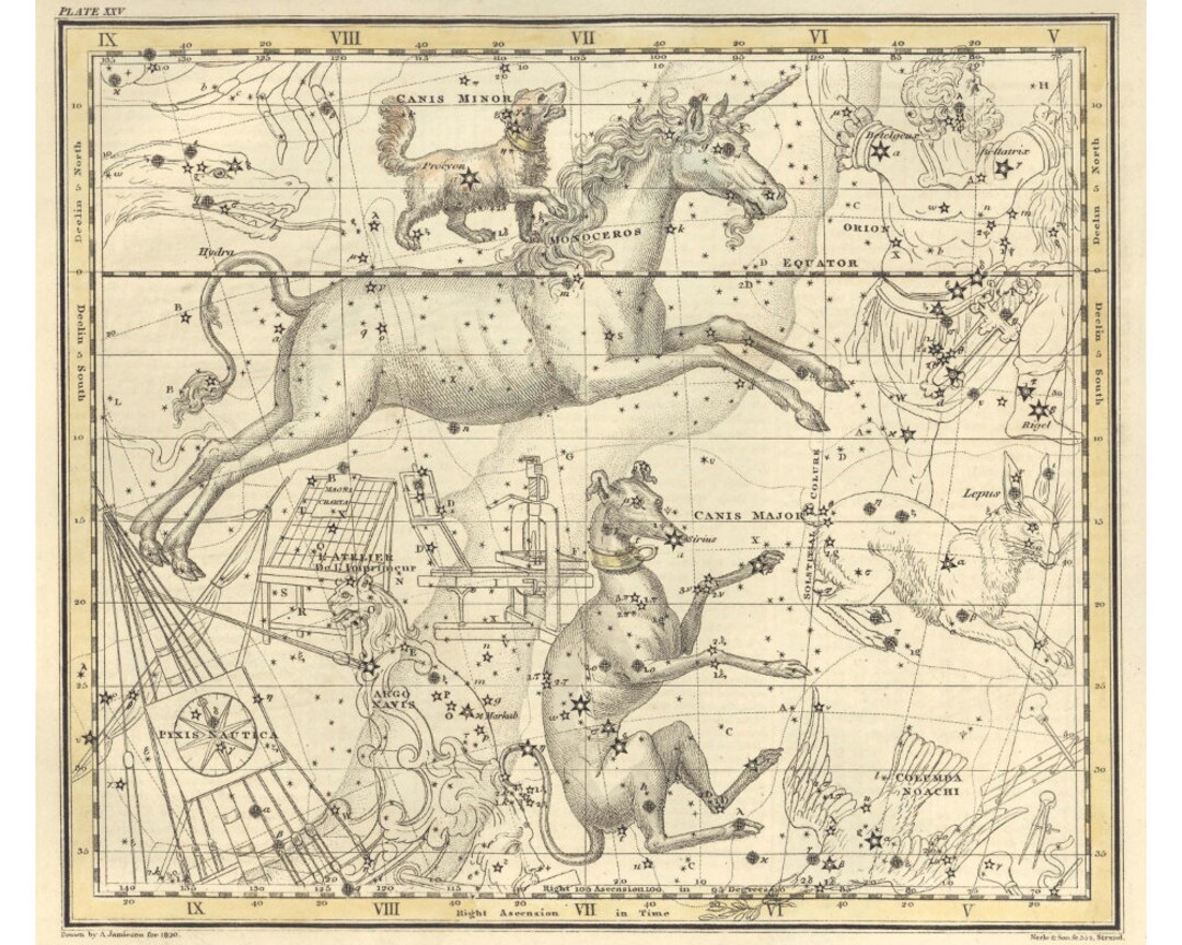Antique Constellations Chart, Vintage Star Map, Celestial Atlas Art ...