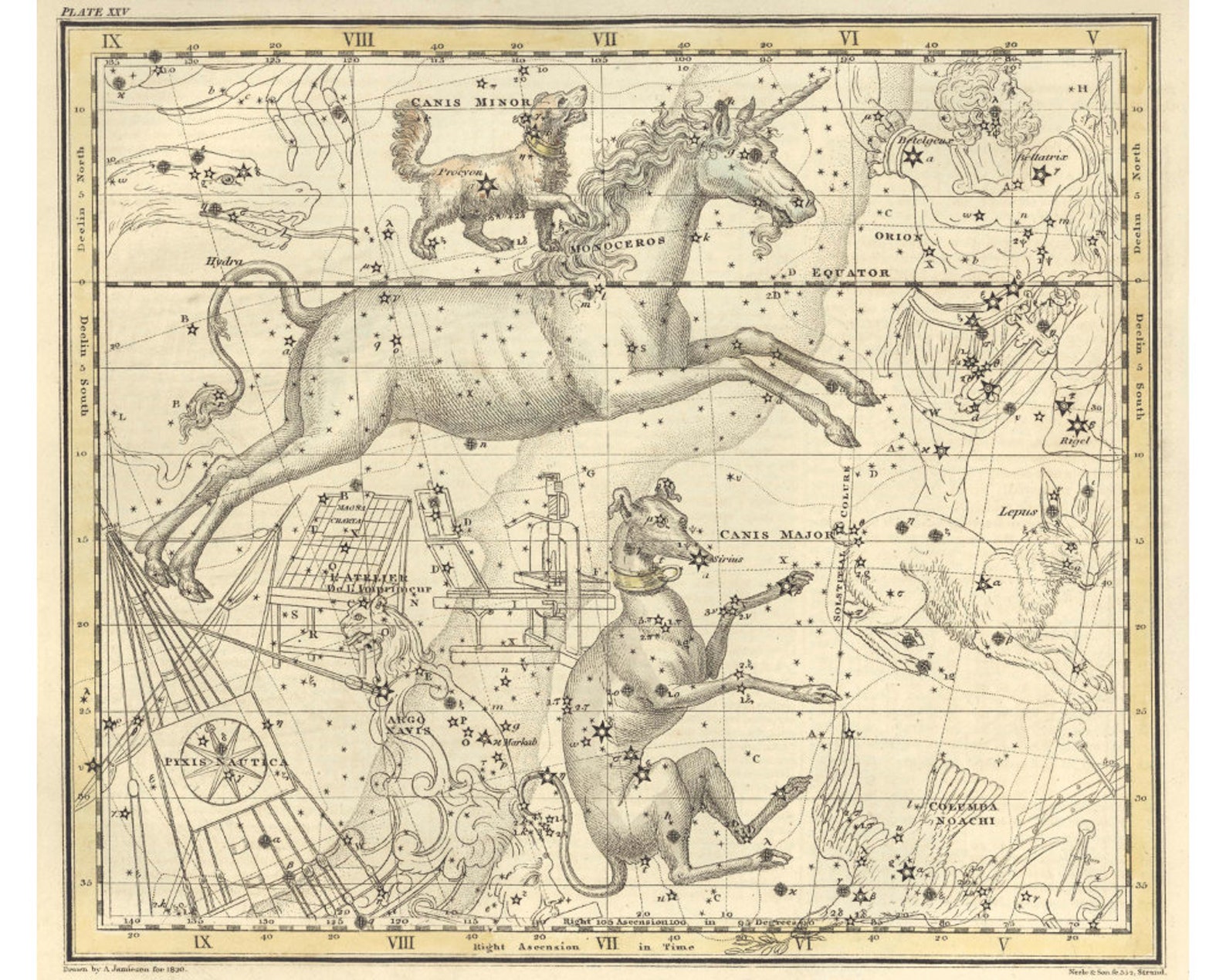 Antique Constellations Chart Vintage Star Map Celestial - Etsy