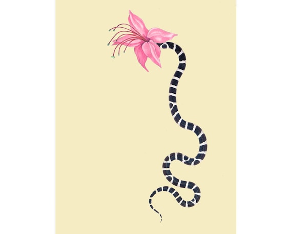 SNAKE FLOWER Snake Art Print Fine Art Print Original Paper | Etsy