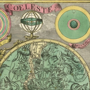 Antique Celestial Map Print, Constellations Wall Art, Old Map of the ...