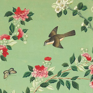 Print of Vintage Chinese Export Wallpaper Panel, Flowering Tree and ...