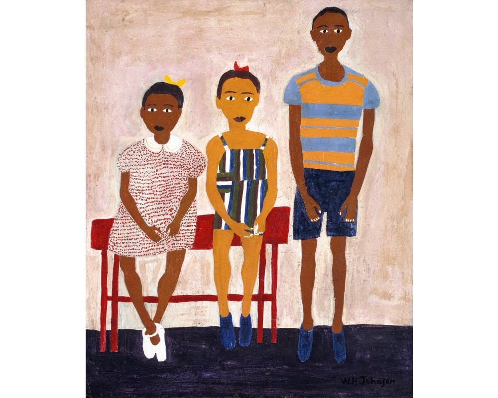 Black Children Folk Art Portrait, African American Painting, William H ...