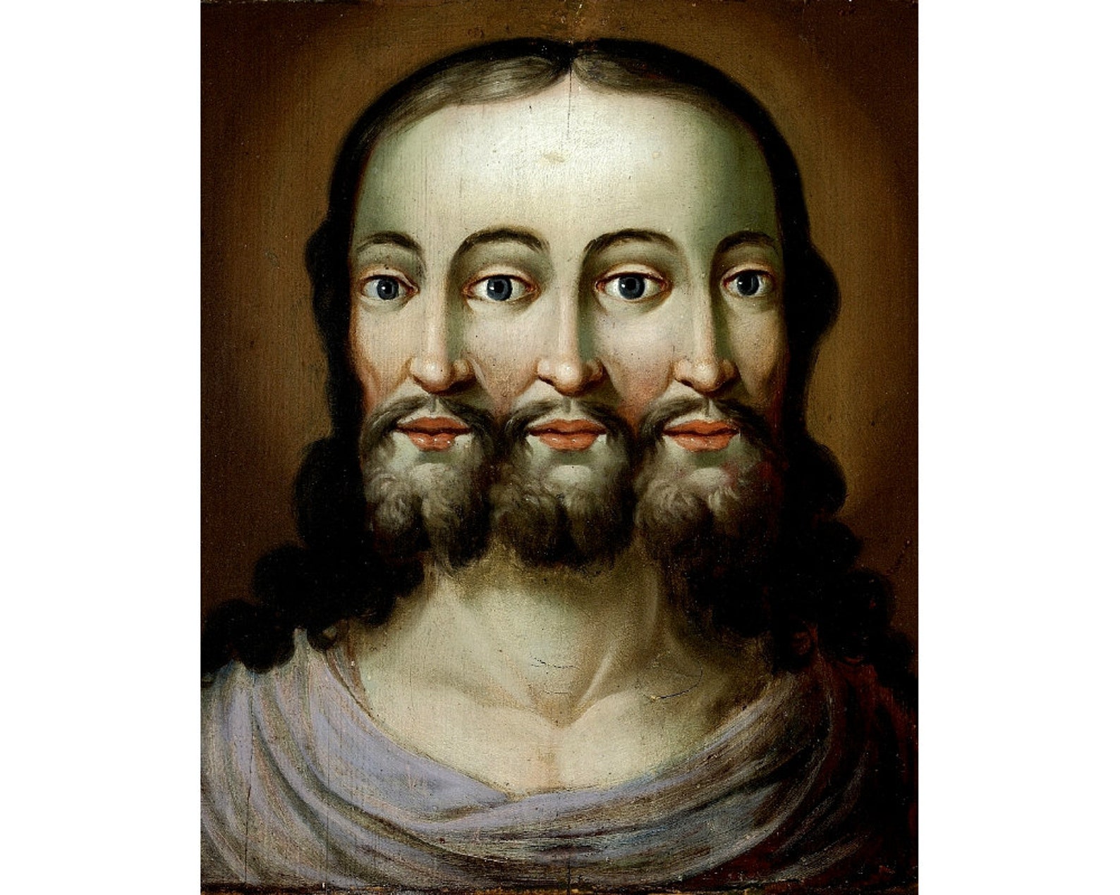 Three Faced Jesus Art Print, Trifacial Trinity, Triple Jesus Christ ...