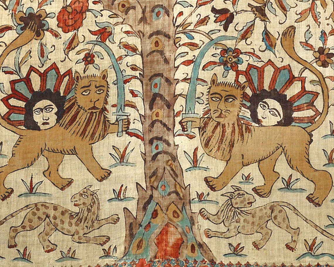 Persian Tree of Life Art Print Antique Ketubah Iranian Lions - Etsy