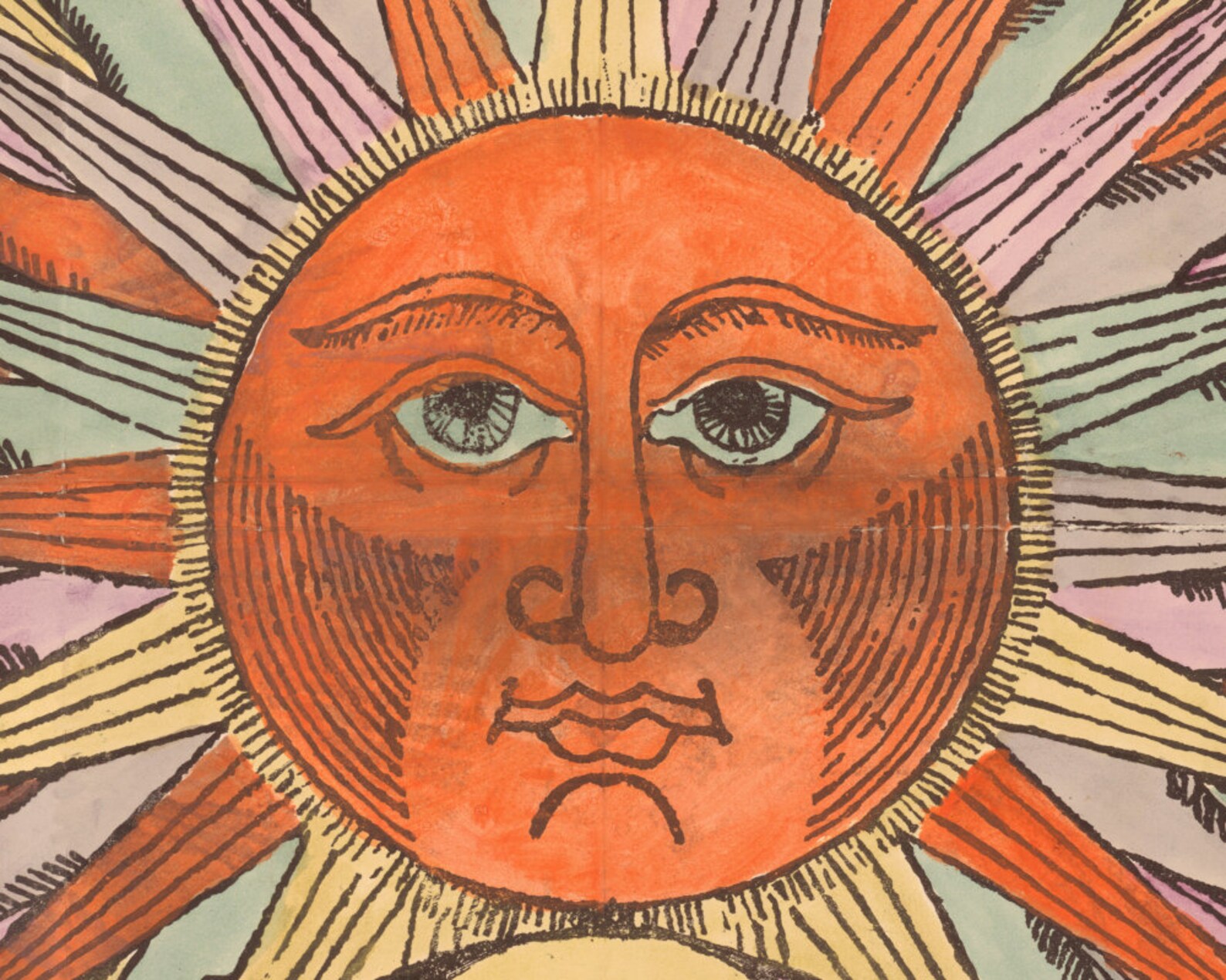 Antique Sun Face Art Print, Zodiac Diagram, Vintage Celestial Chart ...