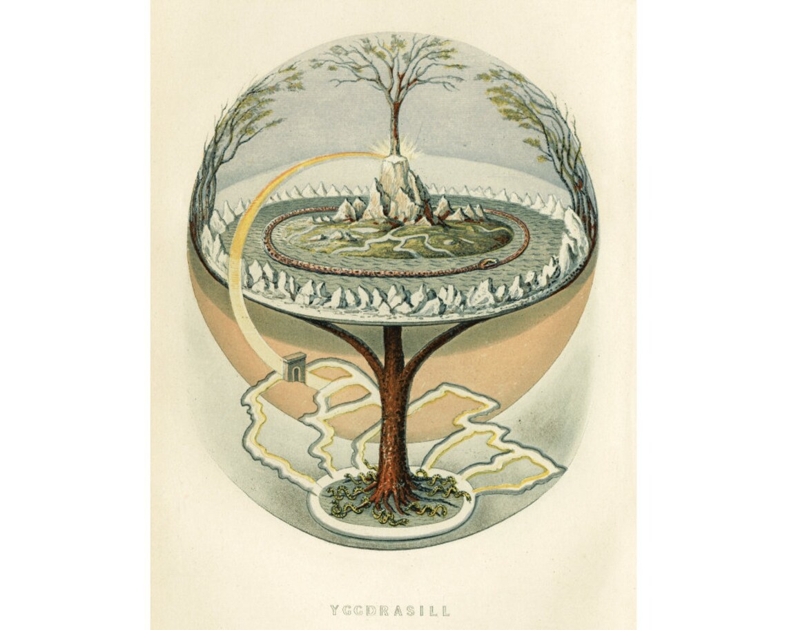 Yggdrasil Tree Art Print, Norse Mythology, the World Tree, Antique ...