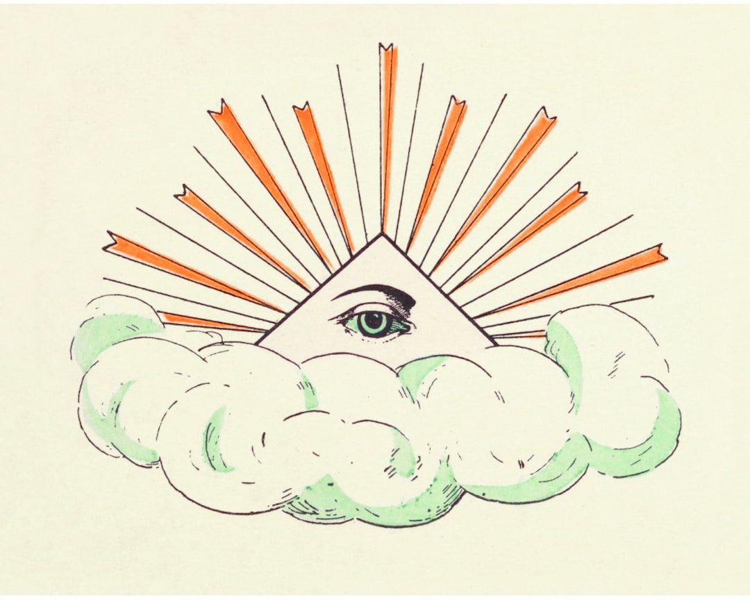 Vintage All Seeing Eye Art Print, Antique Eye of Providence Painting ...