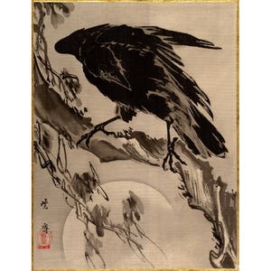 Crow Painting Crow Art Print Crow and Moon Nature Art - Etsy