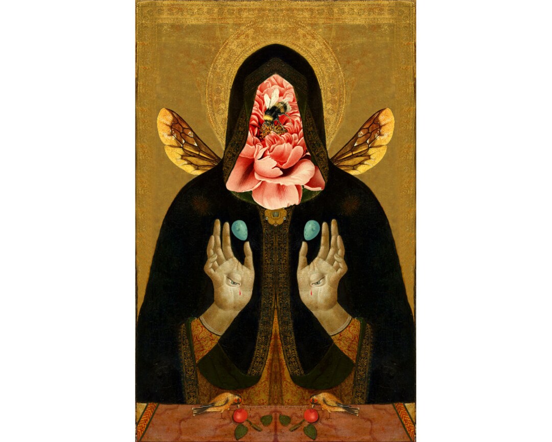 The Miracle Worker, Surreal Collage Art Print, Vintage Religious Icon ...